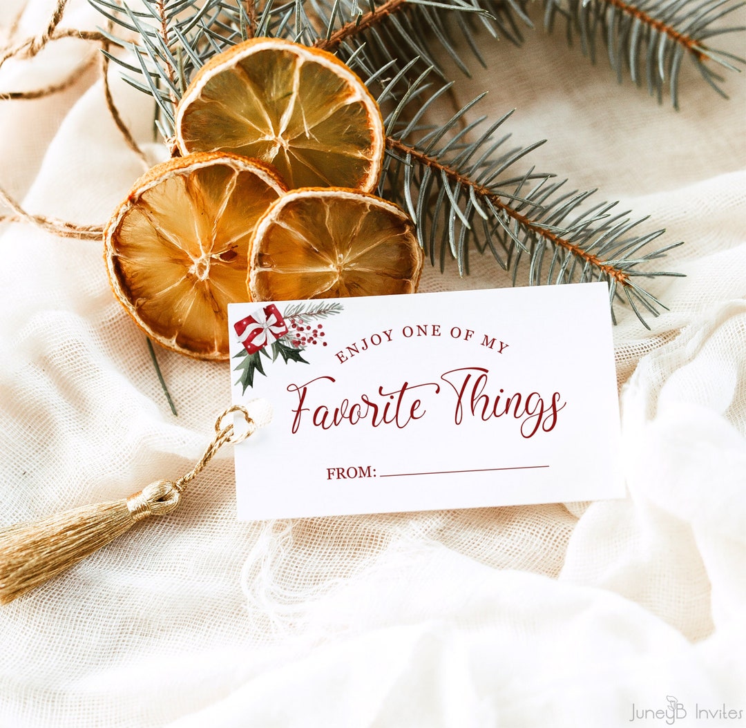 Favorite Things Party Gift Tag | Christmas Party Favor Tag | Favorite ...