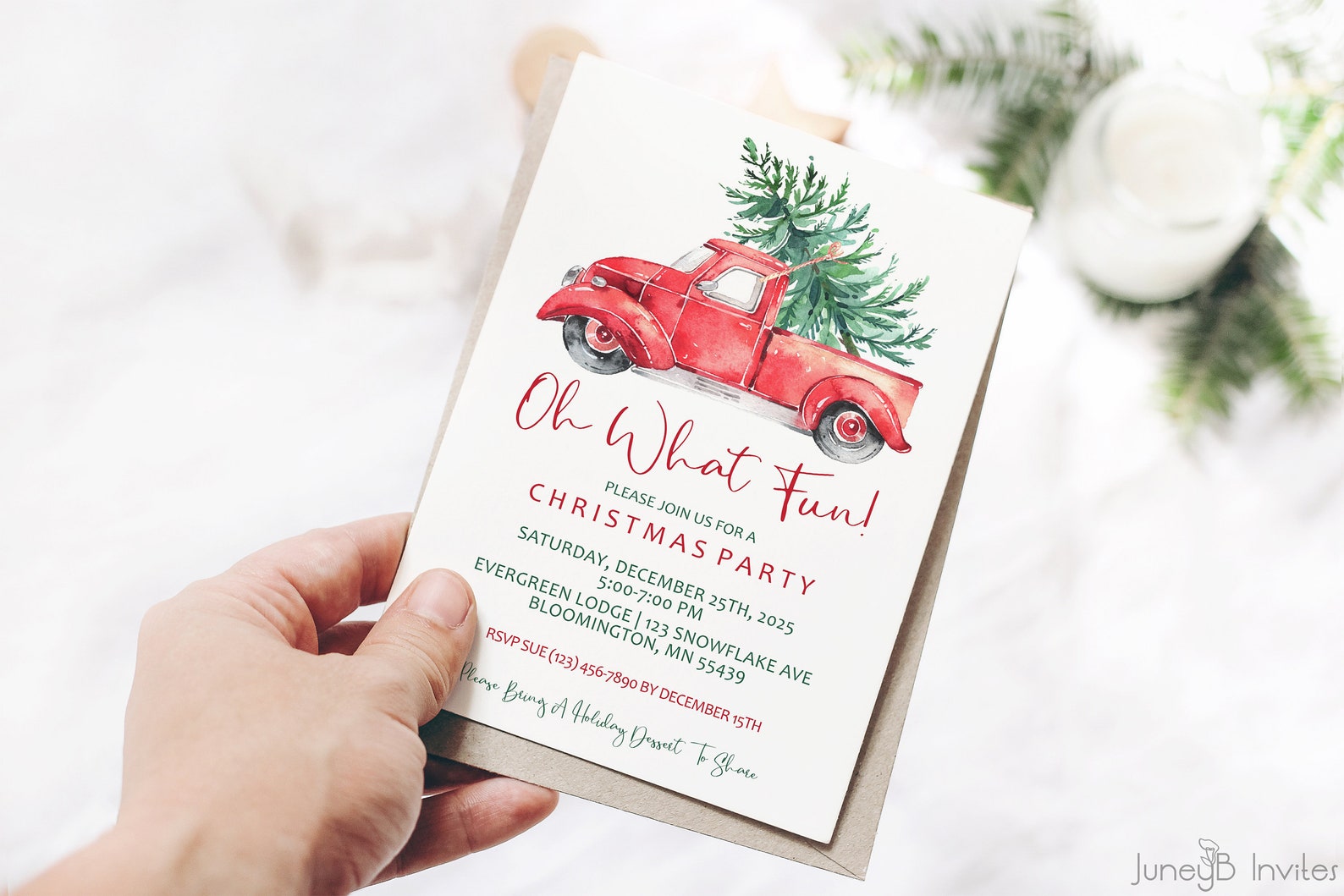 Oh What Fun Christmas Party Invitation With Little Red - Etsy