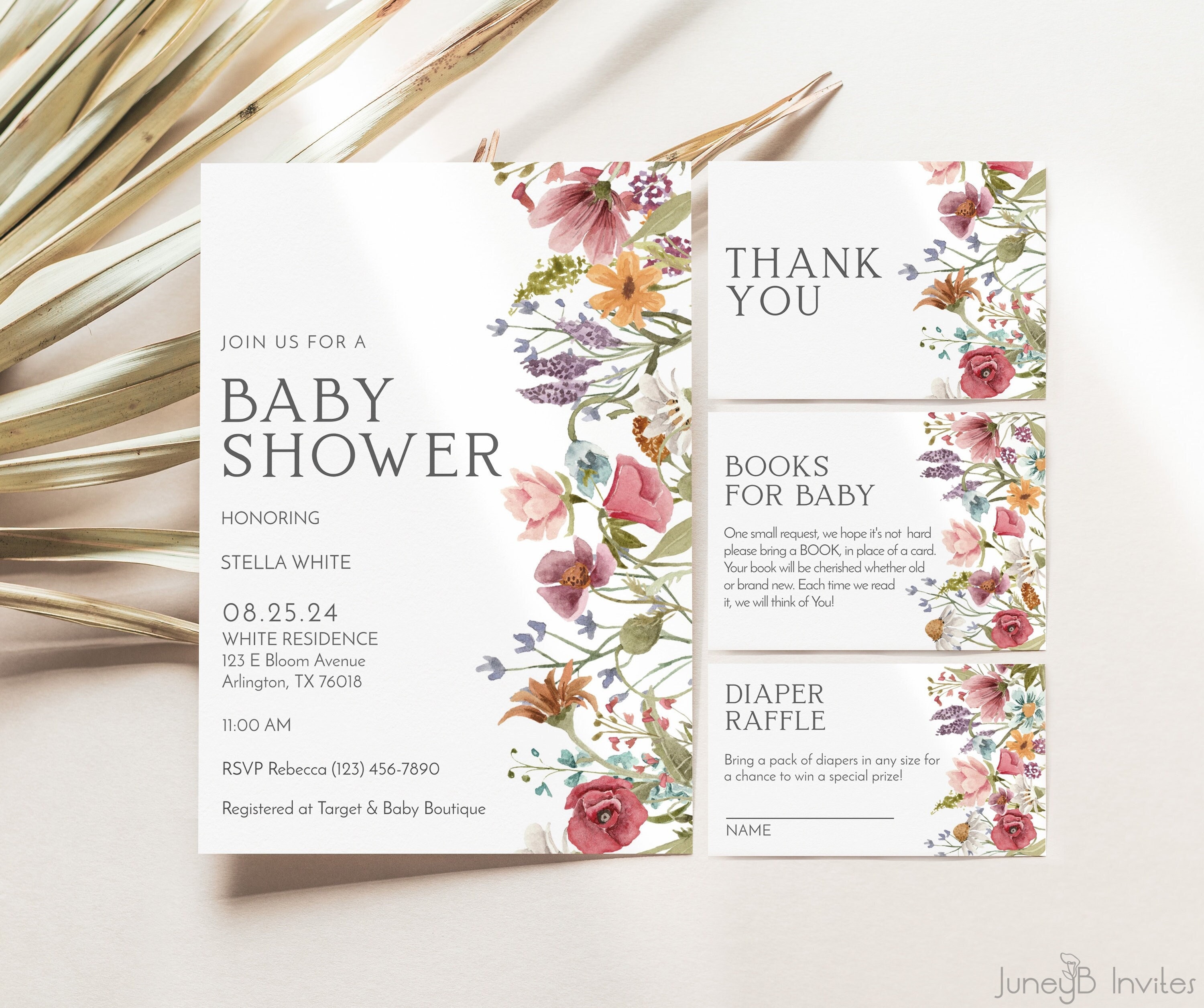 Wildflower Baby Shower Invitation Wildflower Invite Baby - Etsy