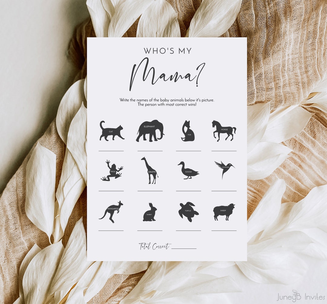 Who's My Mama Baby Shower Game | Minimalist Who is My Mommy Game | Baby ...