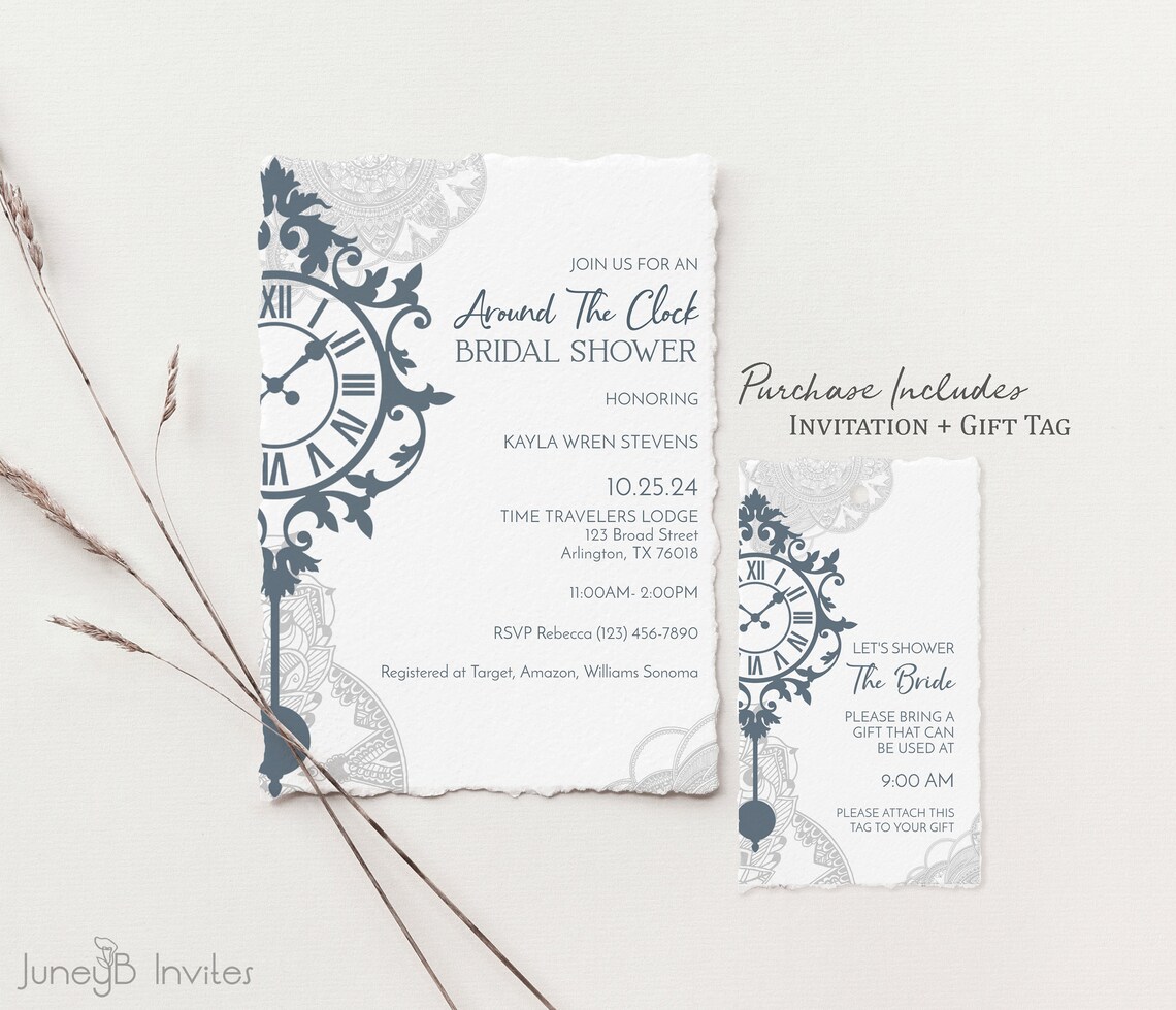Around the Clock Bridal Shower Invitation Printable Vintage | Etsy