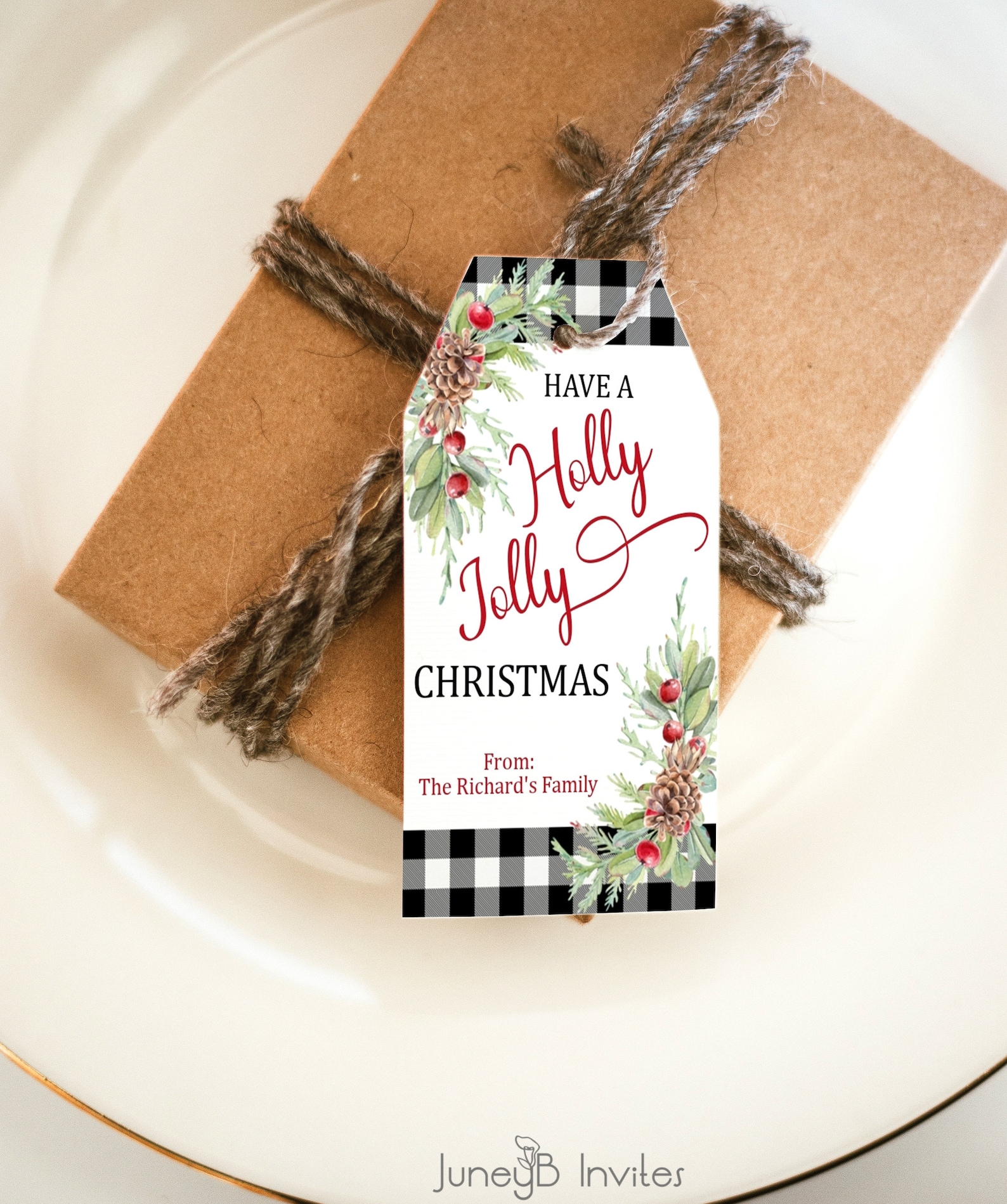 Holly Jolly Editable Christmas Favor Tag Printable Christmas | Etsy