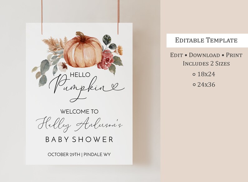 Hello Pumpkin Baby Shower Welcome Sign Little Pumpkin Fall - Etsy