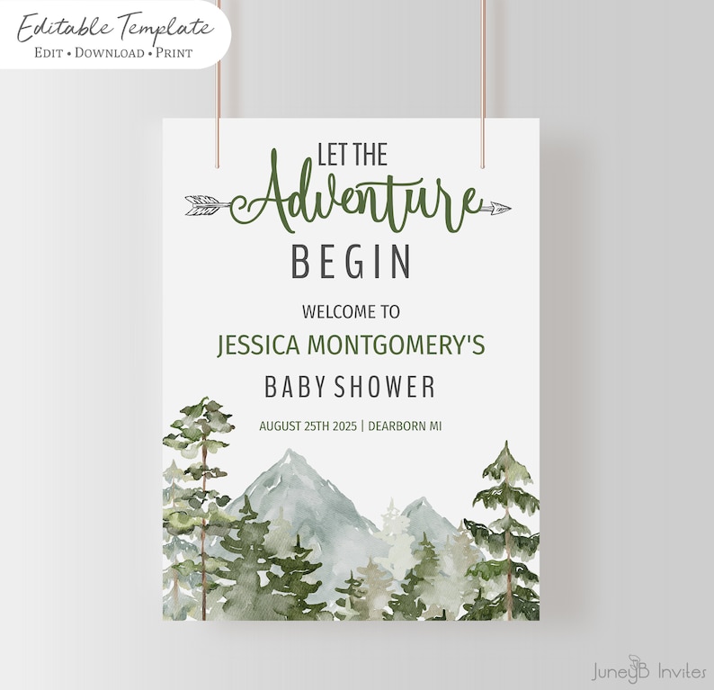 Let the Adventure Begin Baby Shower Welcome Sign Woodland - Etsy