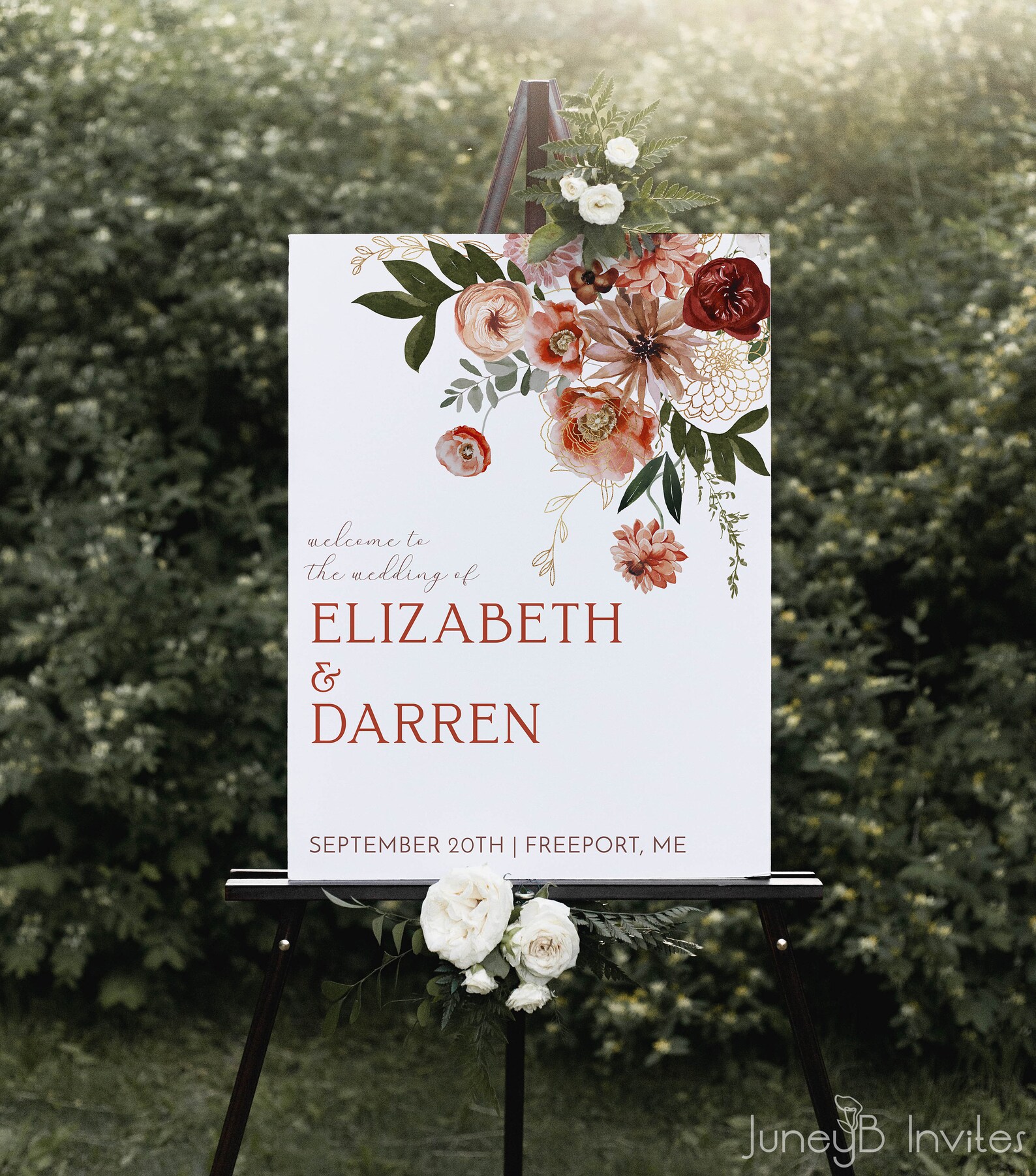 Fall Wedding Welcome Sign Watercolor Fall Floral Welcome Sign - Etsy