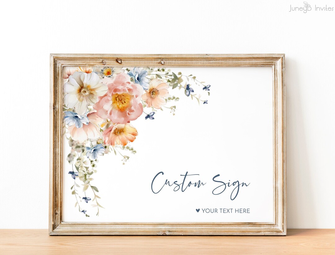 Summer Floral Custom Sign Template: Watercolor Flowers (editable ...