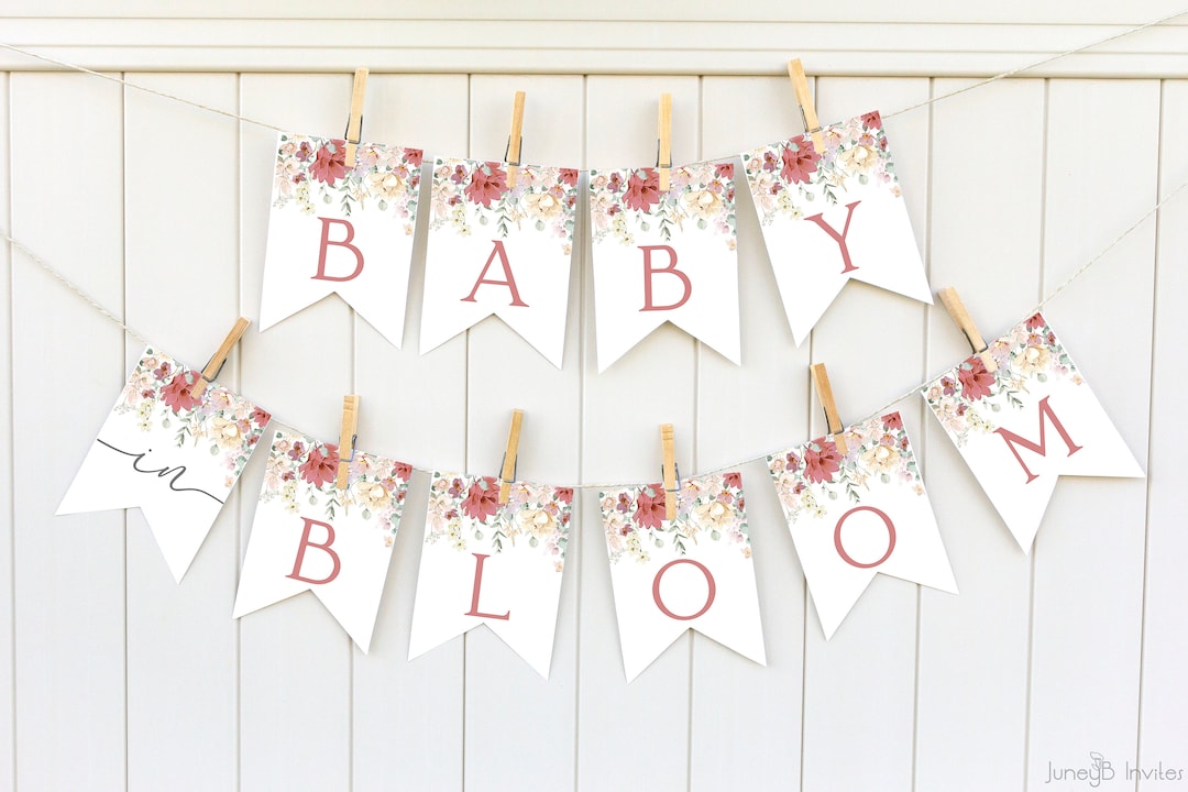 Wildflower Baby Shower Banner Template | Editable Floral Decor (digital ...