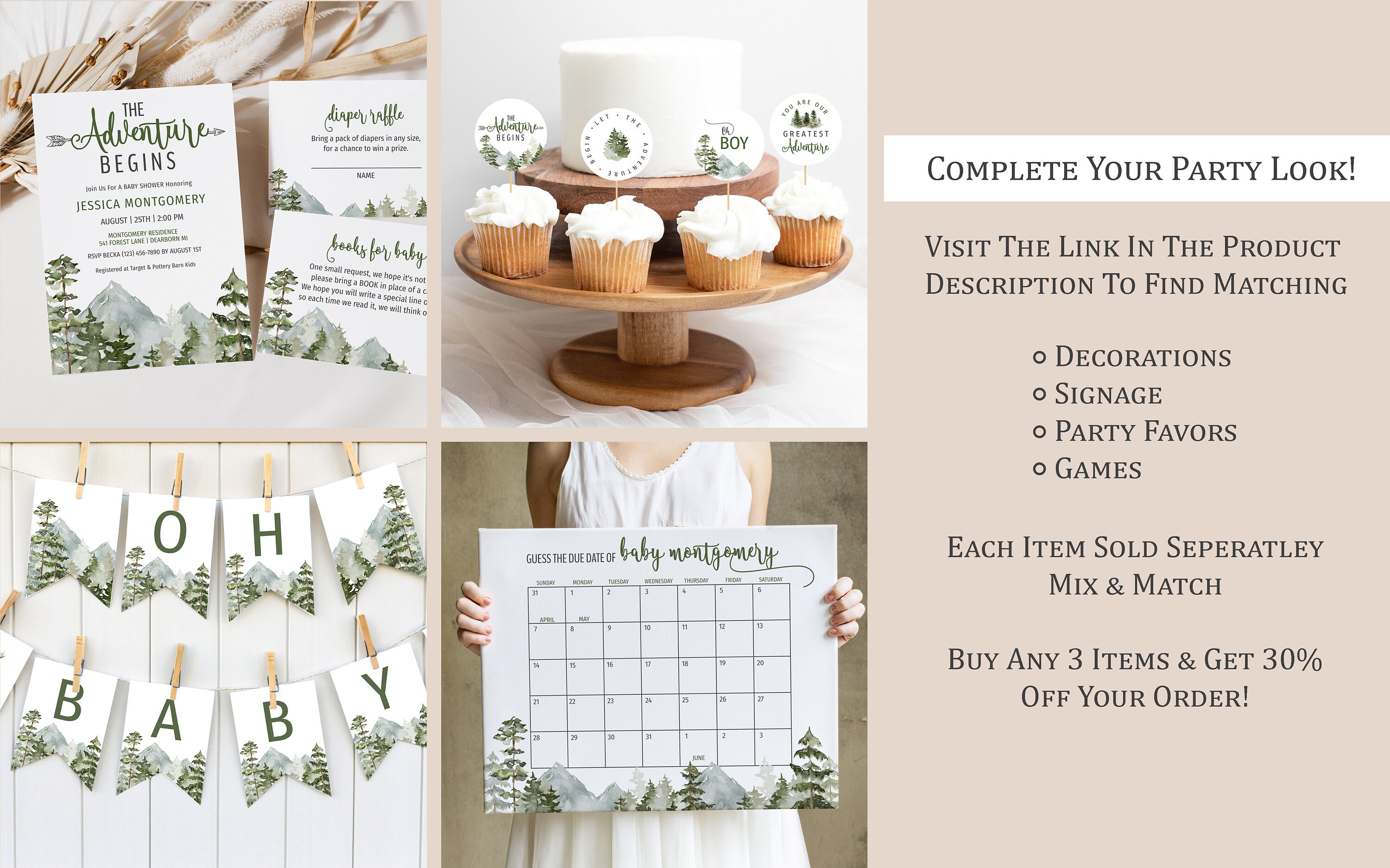 Watercolor Forest and Mountains Custom Sign Template - Etsy