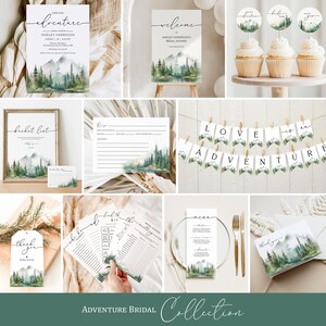Mountain Bridal Shower Banner: Watercolor Adventure Theme (digital ...