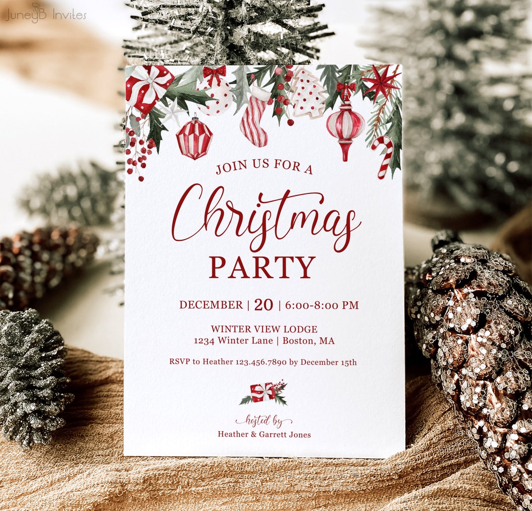 Christmas Invite | Christmas Party Invite | Holiday Invitation | Red ...
