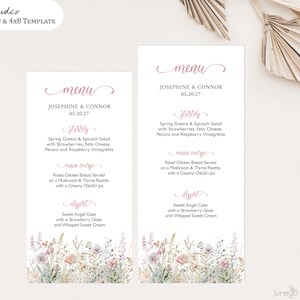 Garden Flowers Flowers Wedding Menu Card Template | Wildflower Menu ...