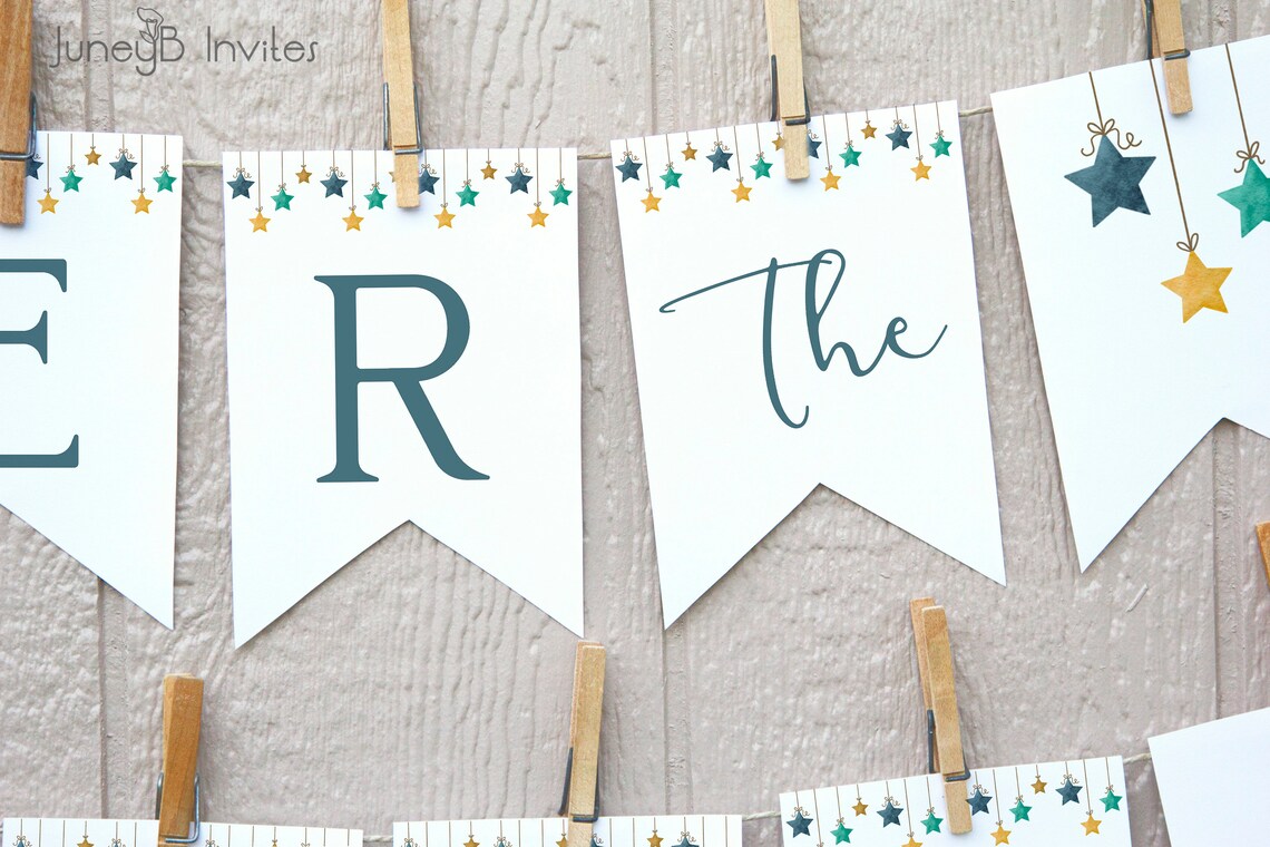 Over the Moon Baby Shower Editable Banner Banner Template - Etsy