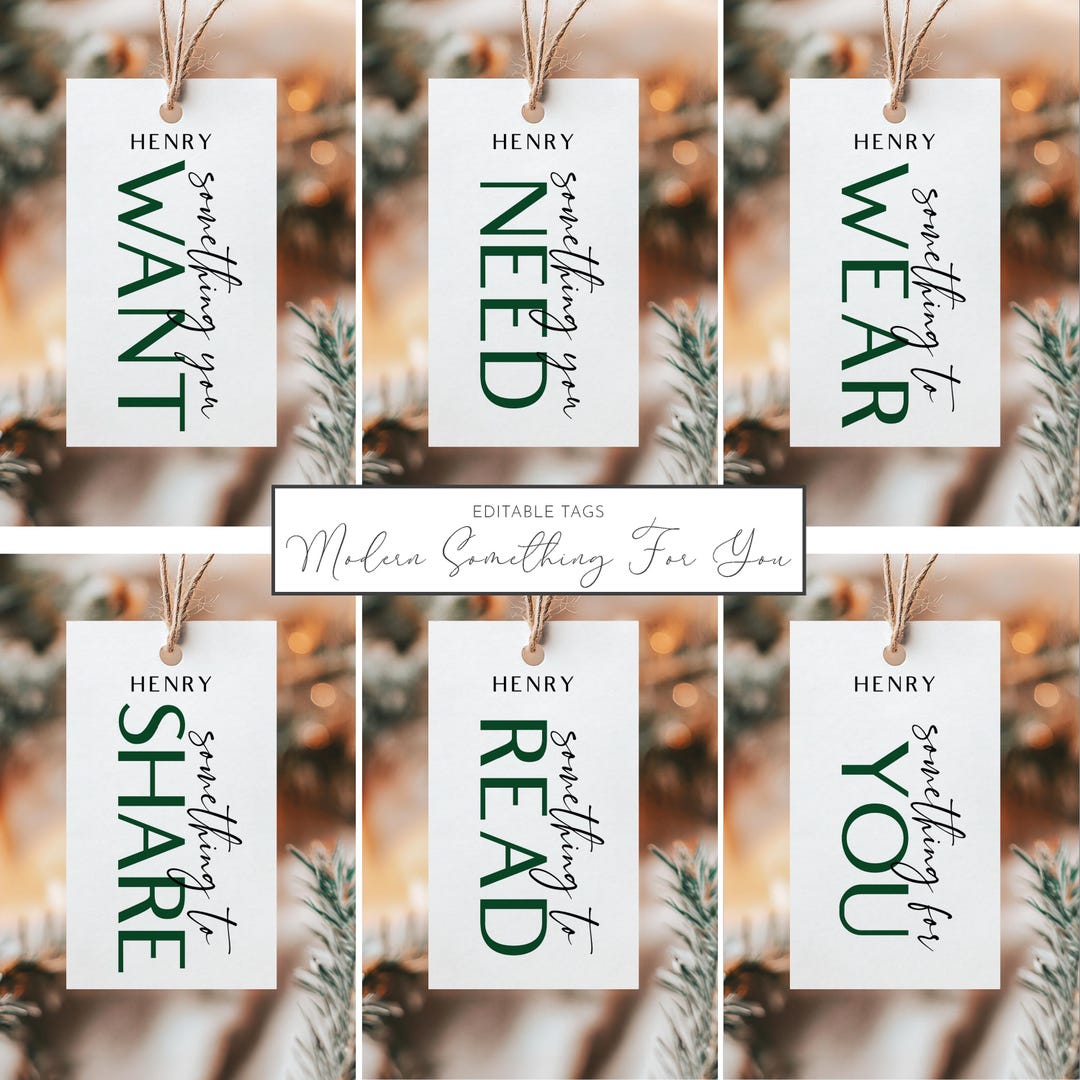 Printable Christmas Gift Tags Set | Custom Name Something You Want Tag ...