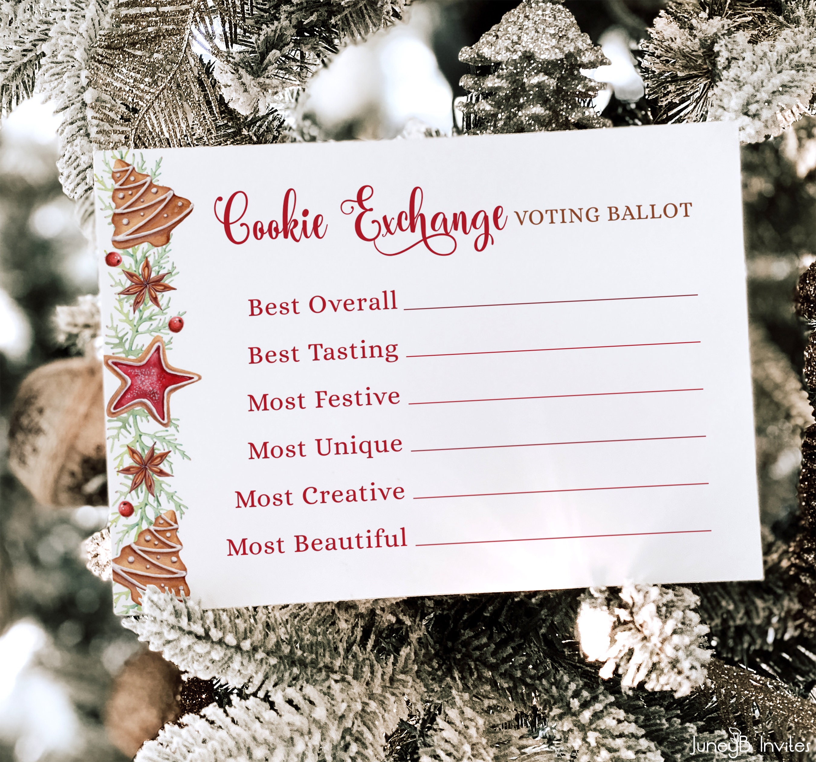Christmas Cookie Exchange Voting Ballot | Gingerbread Design (editable ...