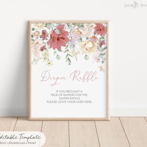Baby in Bloom Diaper Raffle Sign | Wildflower Editable Sign Template ...