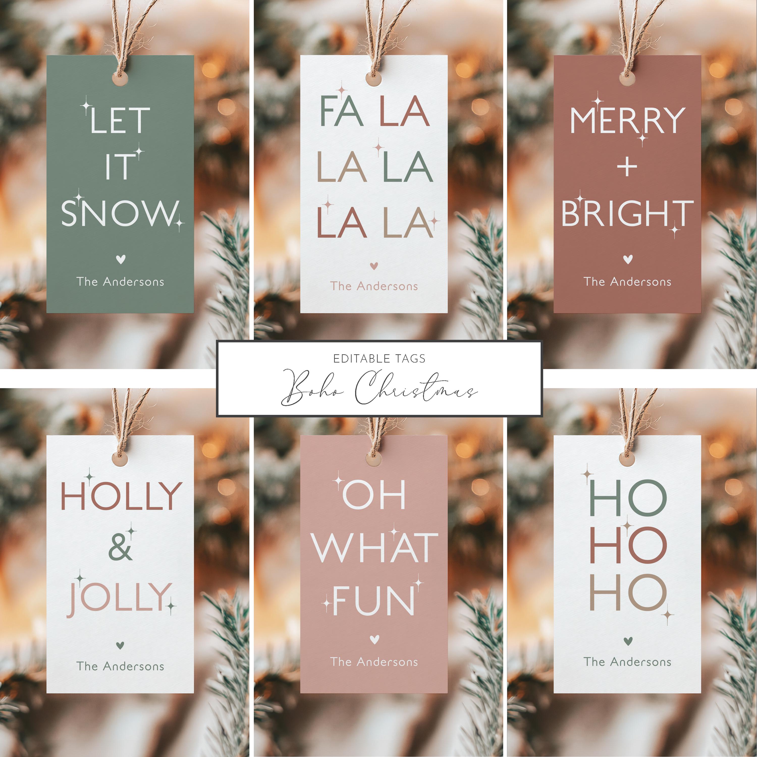Boho Christmas Gift Tags | Printable Holiday Favor Tags (set of 9) - Etsy