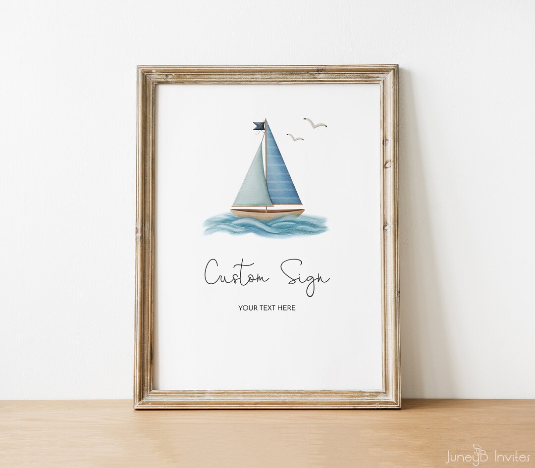 Nautical Baby Shower Custom Sign | Sailboat Custom Sign Template | Boy ...