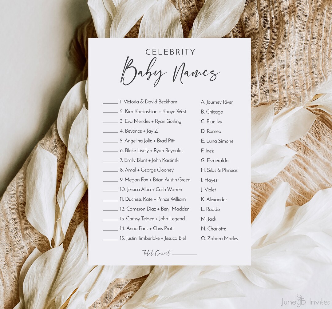 Celebrity Baby Names Baby Shower Game | Guess the Celebrity Baby Name ...