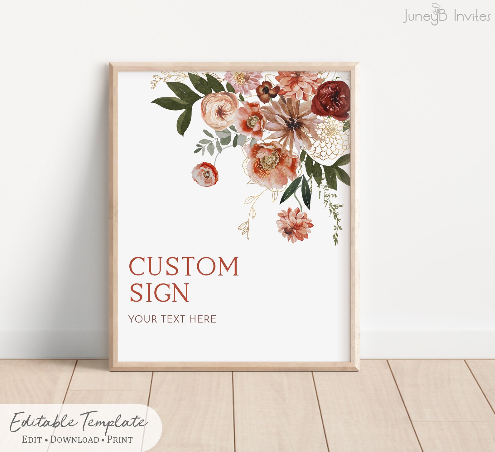 Fall Baby Shower Customizable Sign, Fall Florals Custom Sign, Floral ...