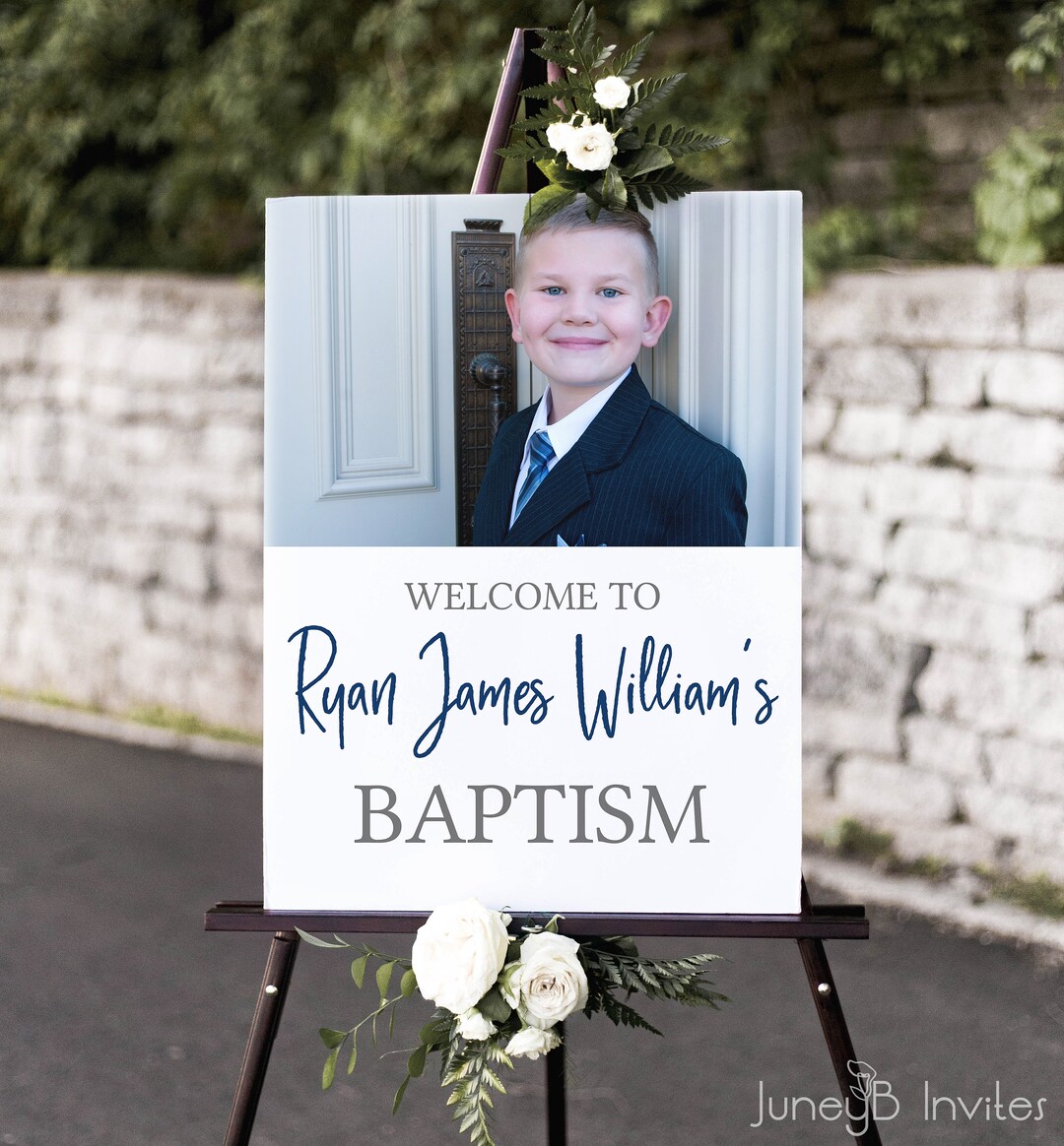 Boy Baptism Picture Welcome Sign, Baptism Welcome, Editable Baptism ...