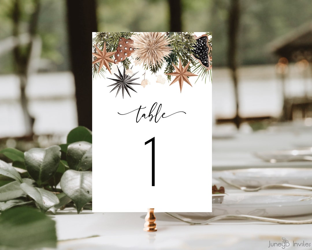 Christmas Wedding Table Numbers | Greenery Table Numbers | Table Number ...