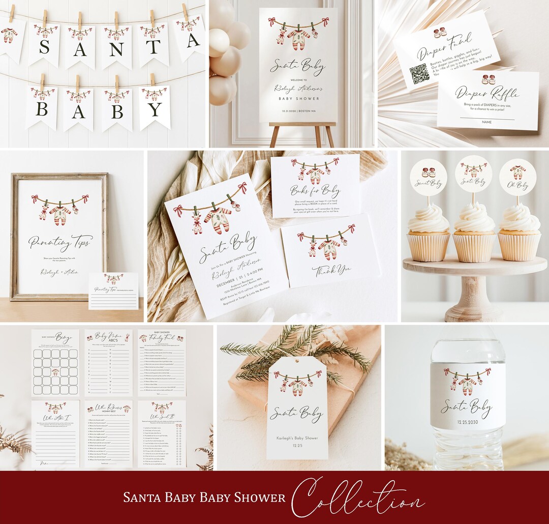 Santa Baby Shower Printable Bundle | Gender Neutral Holiday Set - Etsy