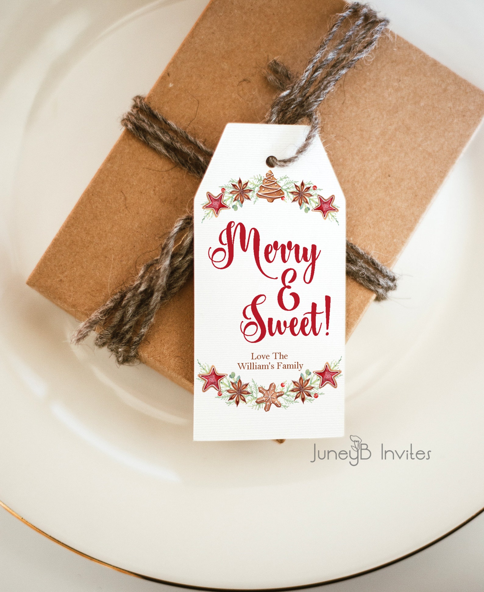 Printable Christmas Tag Merry and Sweet Editable Christmas - Etsy
