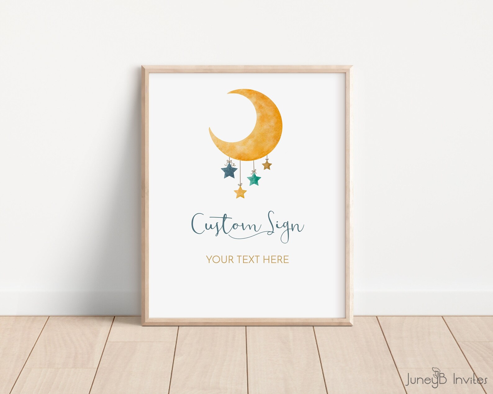 Over the Moon Custom Sign Template Watercolor Moon and Stars | Etsy