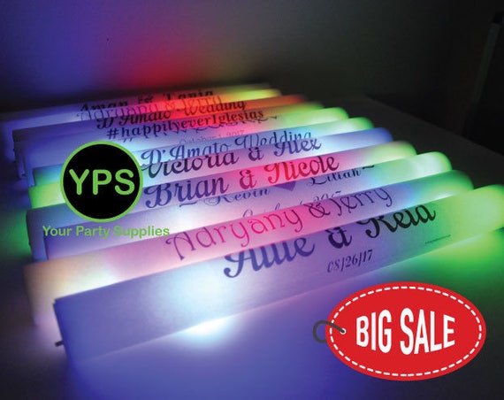 100 CUSTOM Wedding LED Foam Sticks 16 Wedding Sweet | Etsy