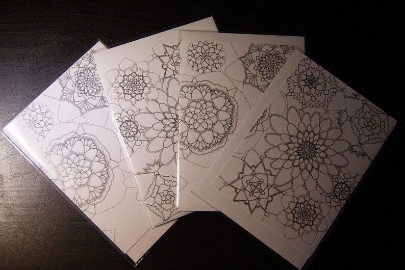 Original Flower Design Greetings Card, Colour Me Card, Blank Inside ...