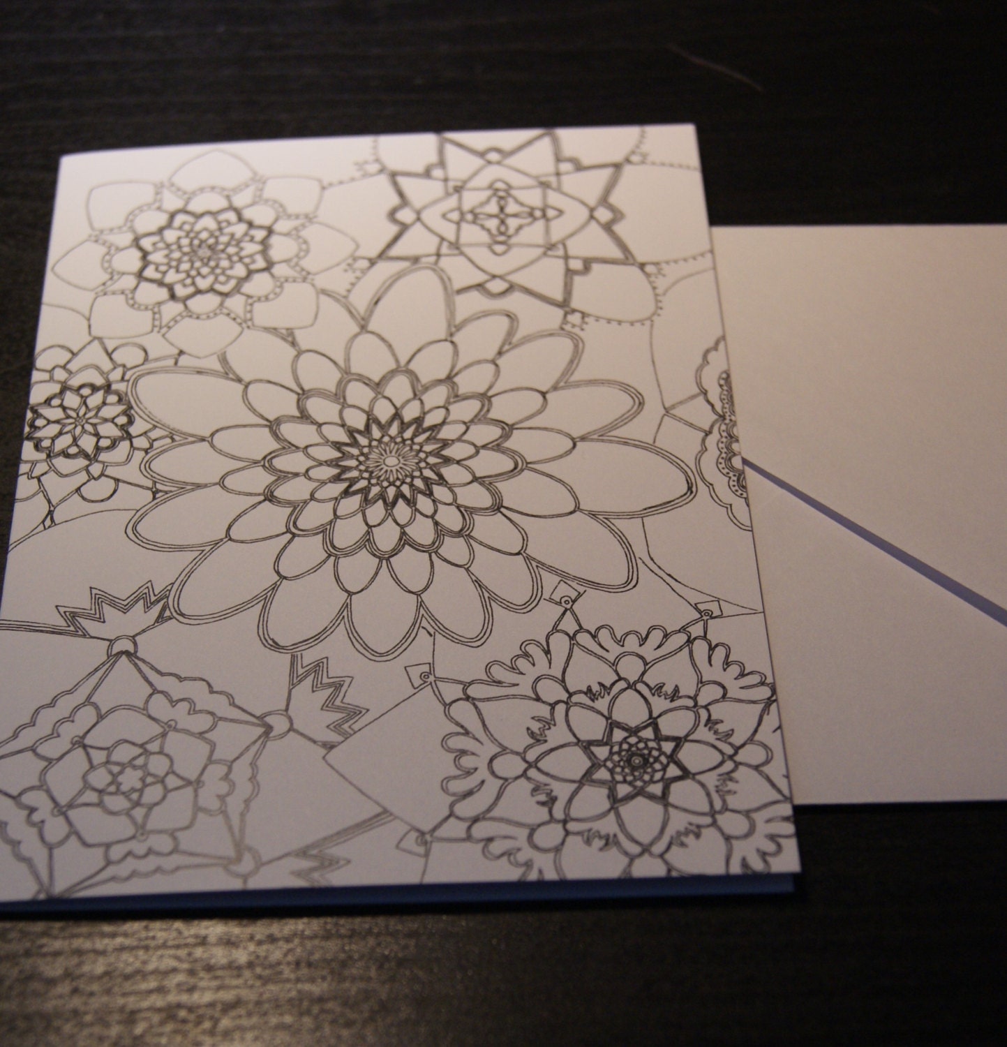 Original Flower Design Greetings Card, Colour Me Card, Blank Inside ...