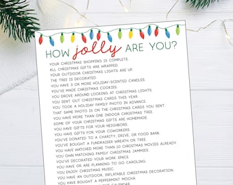 Christmas Party Game Holiday Game Printable How Jolly Are You PRINTABLE ...