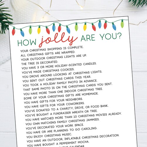 How Jolly Are You Christmas Game Holiday Game Christmas - Etsy