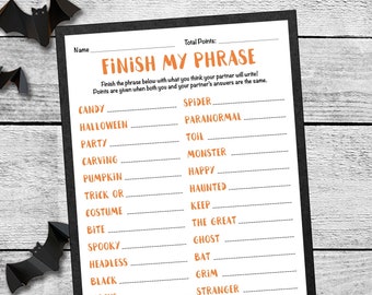 Halloween Scattergories Game download - Etsy