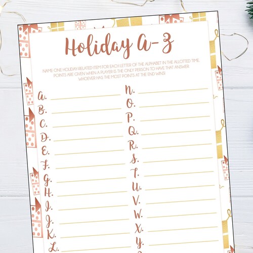 Holiday A-Z Holiday Scattergories Christmas Games - Etsy