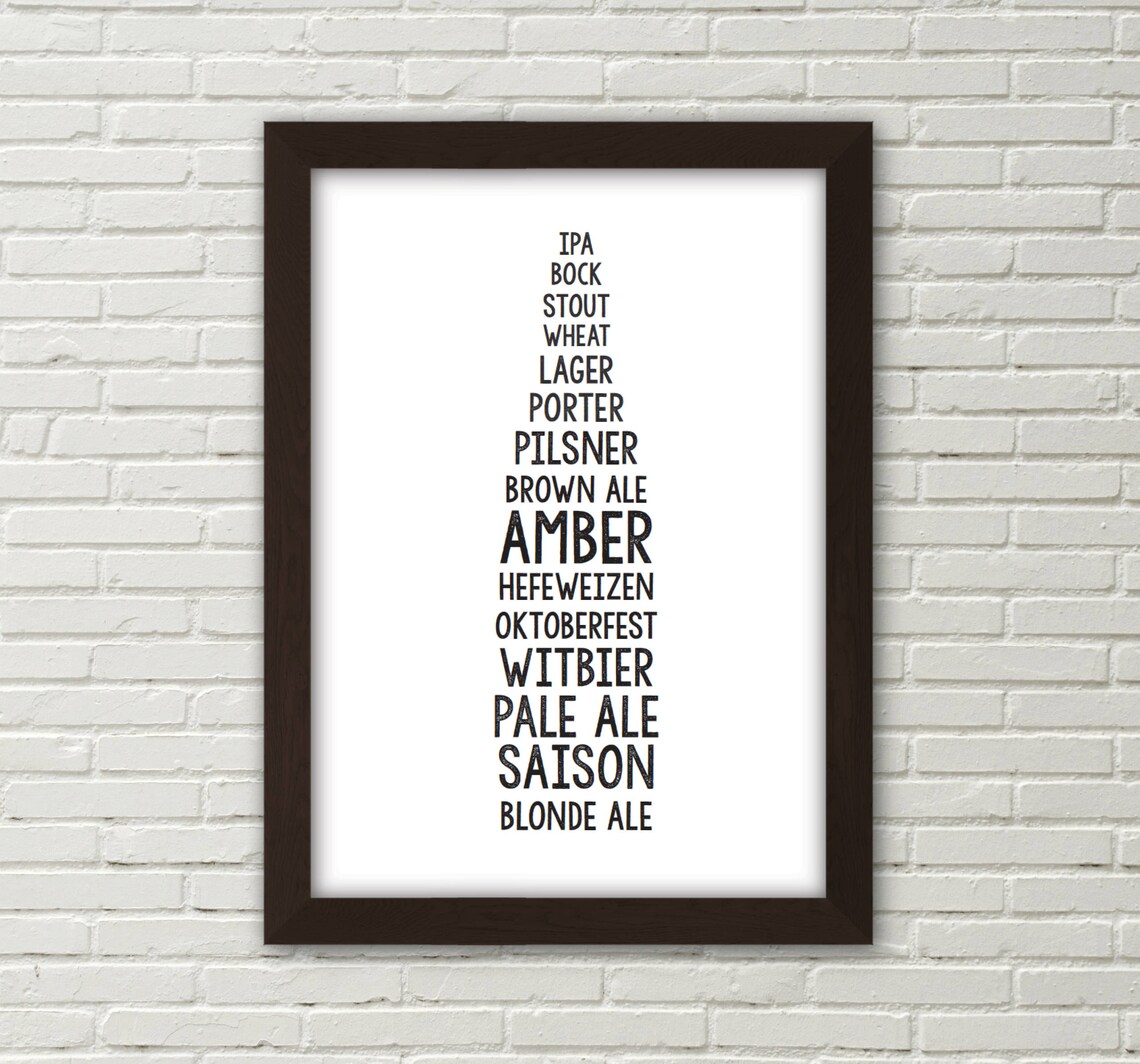 Different Kinds of Beer Printable Beer Sign Craft Beer Gifts Beer Lover ...