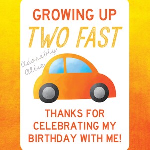 Growing up TWO Fast Gift Tag | 2nd Birthday Party Gift Bag | Two Fast ...