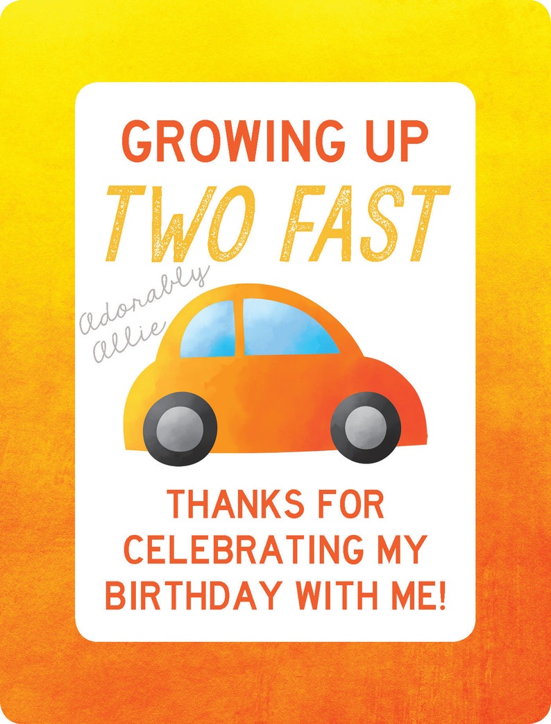Growing up TWO Fast Gift Tag | 2nd Birthday Party Gift Bag | Two Fast ...