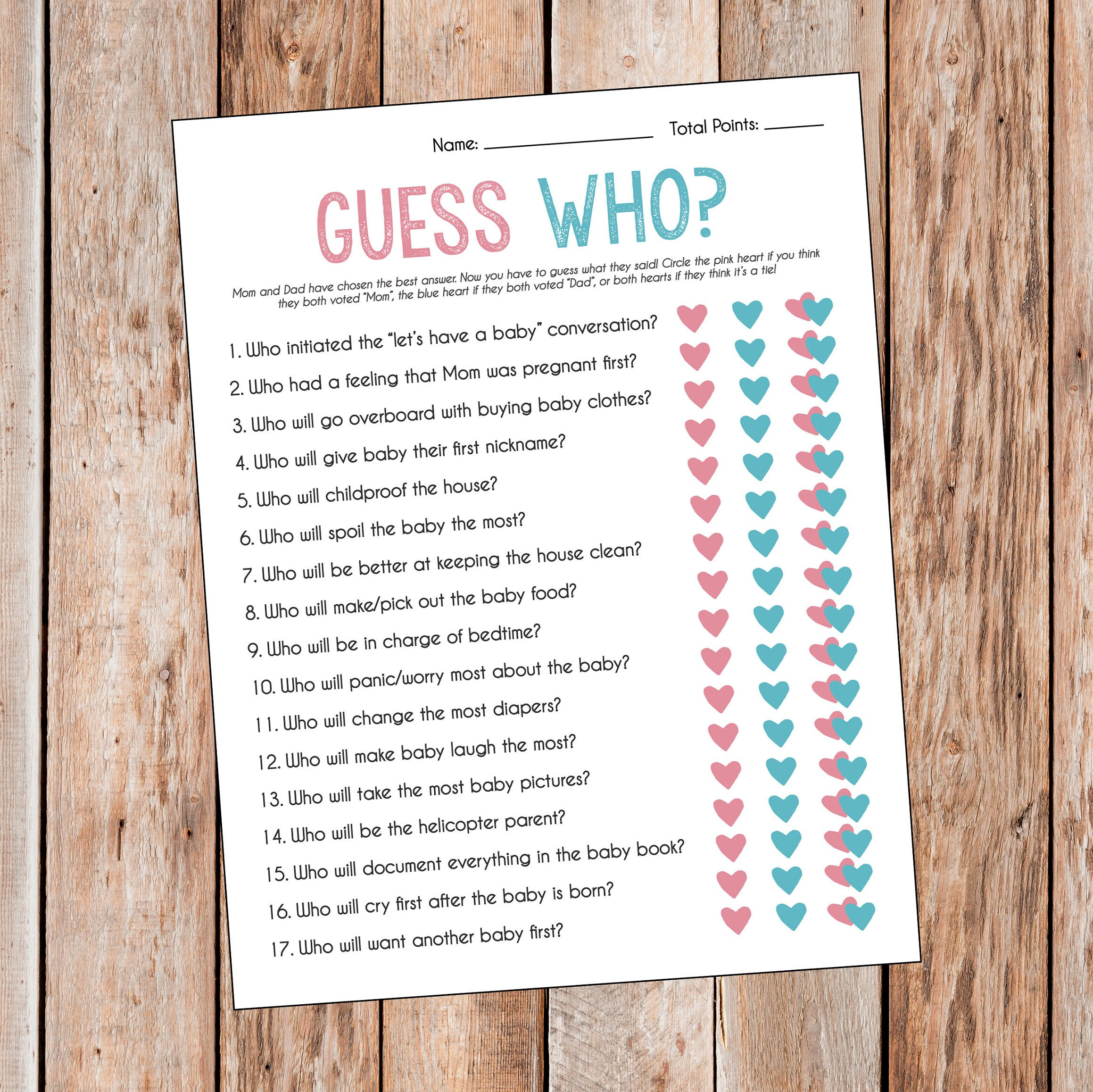 Guess Who: Mommy or Daddy Game Mom or Dad Quiz Baby Shower - Etsy