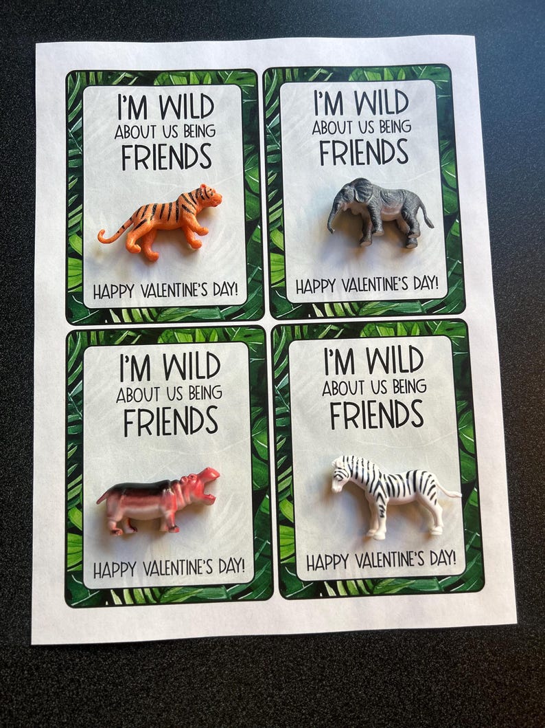 I'm WILD About Us Being Friends | Printable Valentine's Day Treat Cards ...