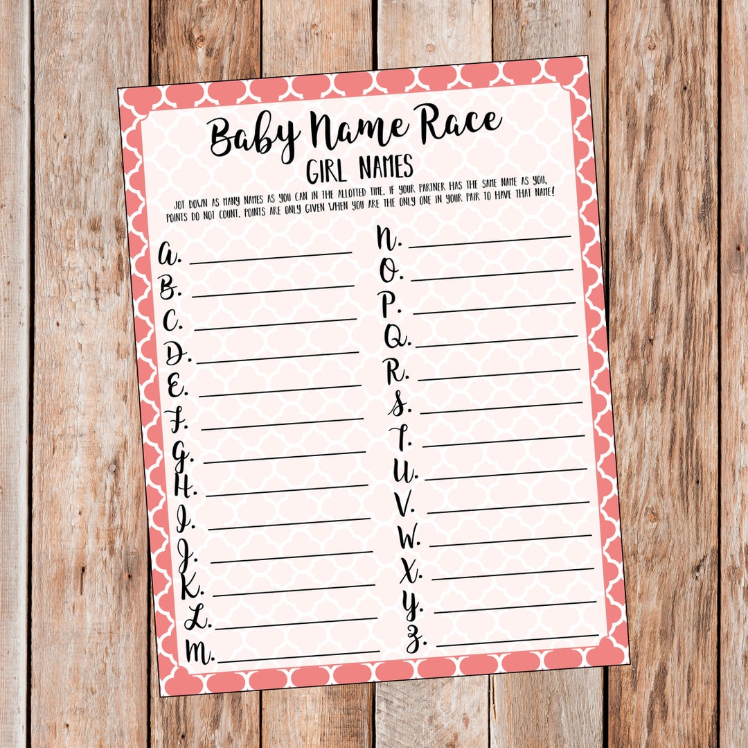 Baby Name Race | Baby Name Game | Baby Shower Games | Gender Reveal ...