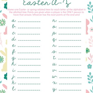 Easter A-Z | Spring A-Z | Easter Scattergories | Easter Games | Spring ...