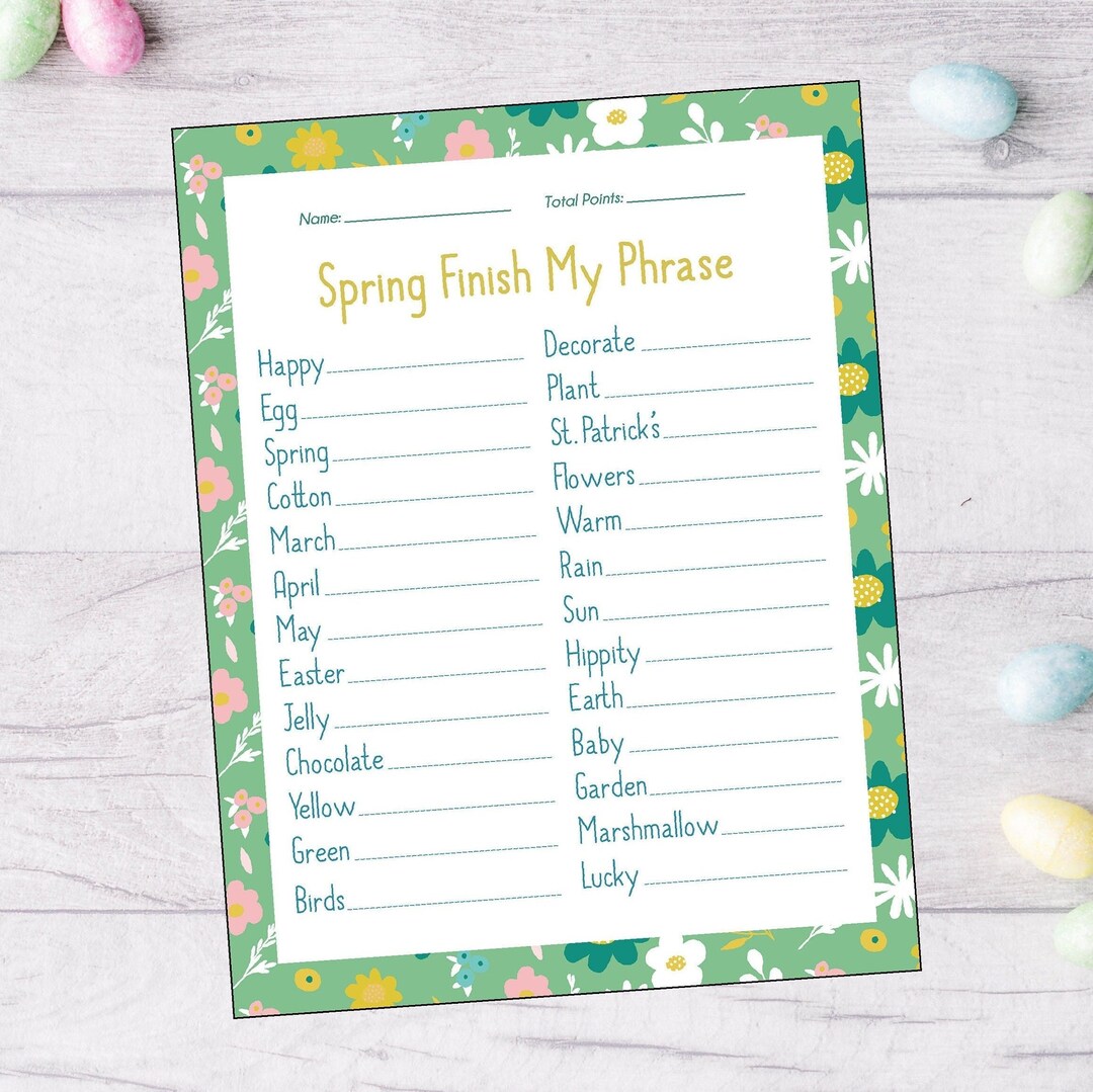 Spring Finish My Phrase | Spring Scattergories | Easter Games for Kids ...