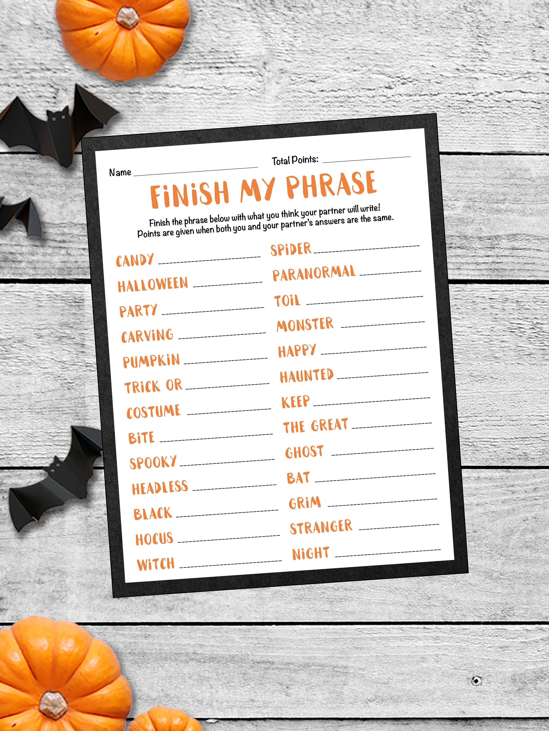 Halloween Finish My Phrase | Halloween Scattergories | Halloween Party ...