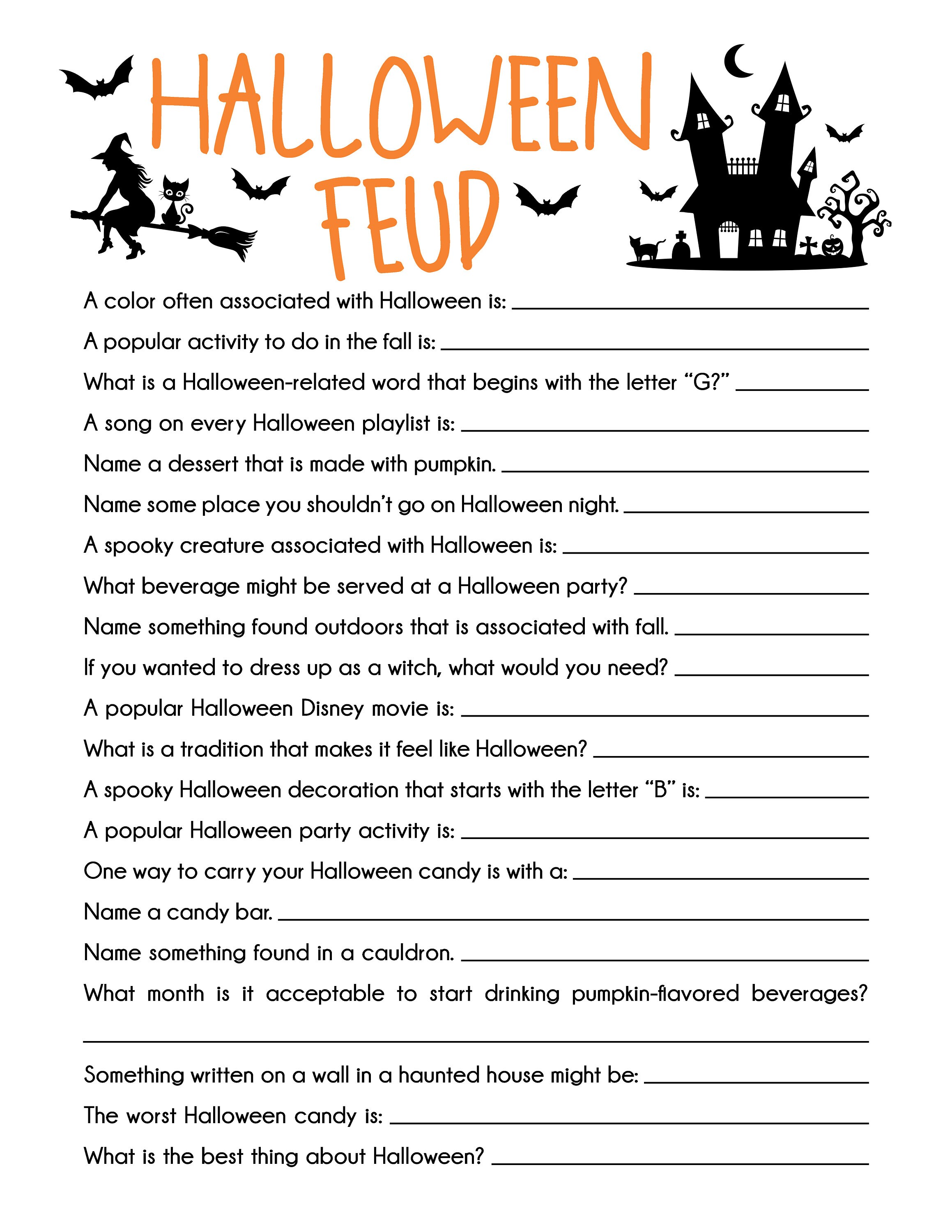 Halloween Family Feud Game Fall Family Feud Game Halloween Trivia ...
