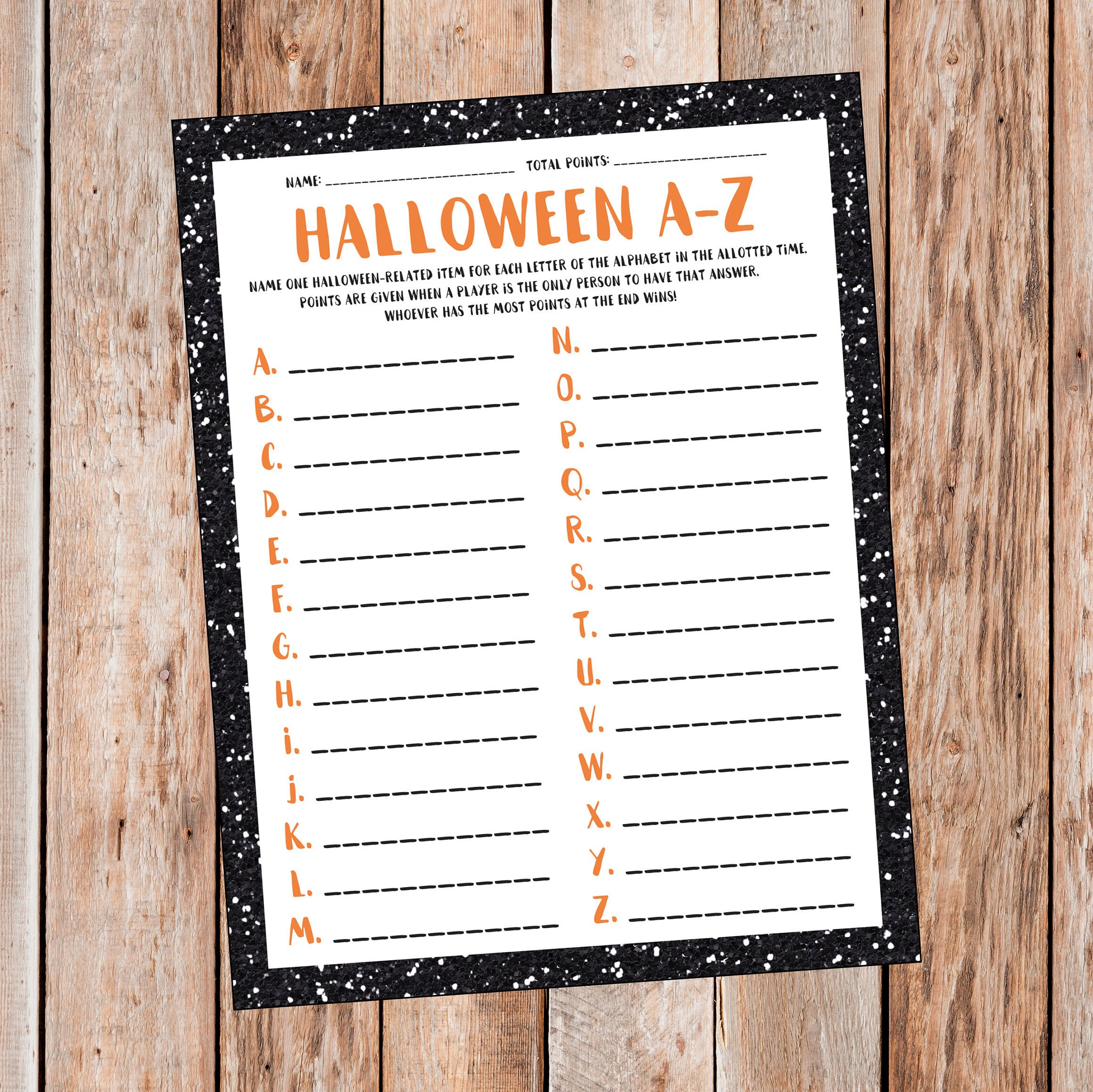 Halloween A-Z | Halloween Scattergories | Halloween Games | Halloween ...