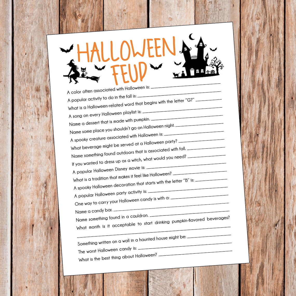 Halloween Family Feud Game Fall Family Feud Game Halloween Trivia ...