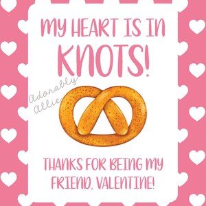 My Heart is in Knots Valentine Printable | Pretzel Valentine Card ...