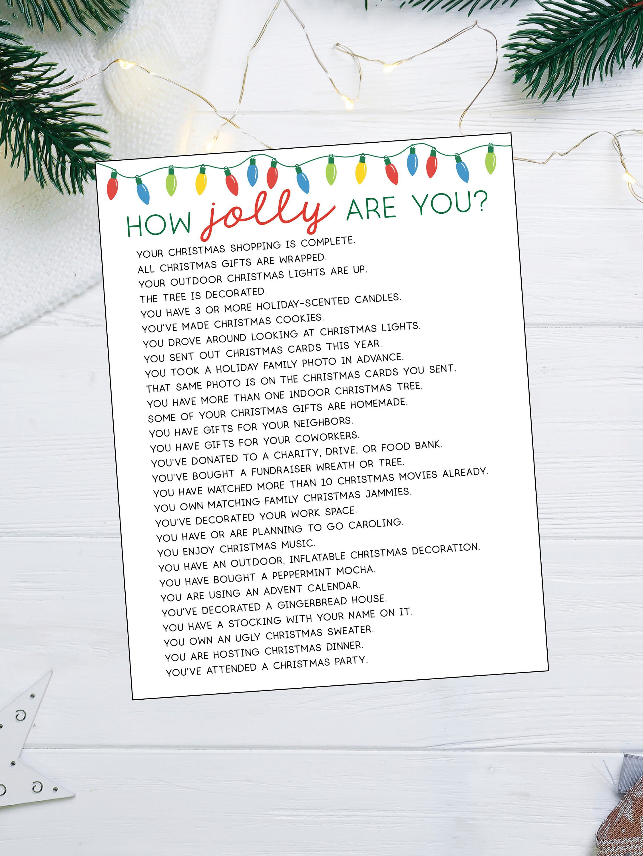 How Jolly Are You? | Printable Christmas, Holiday Party Game (digital ...