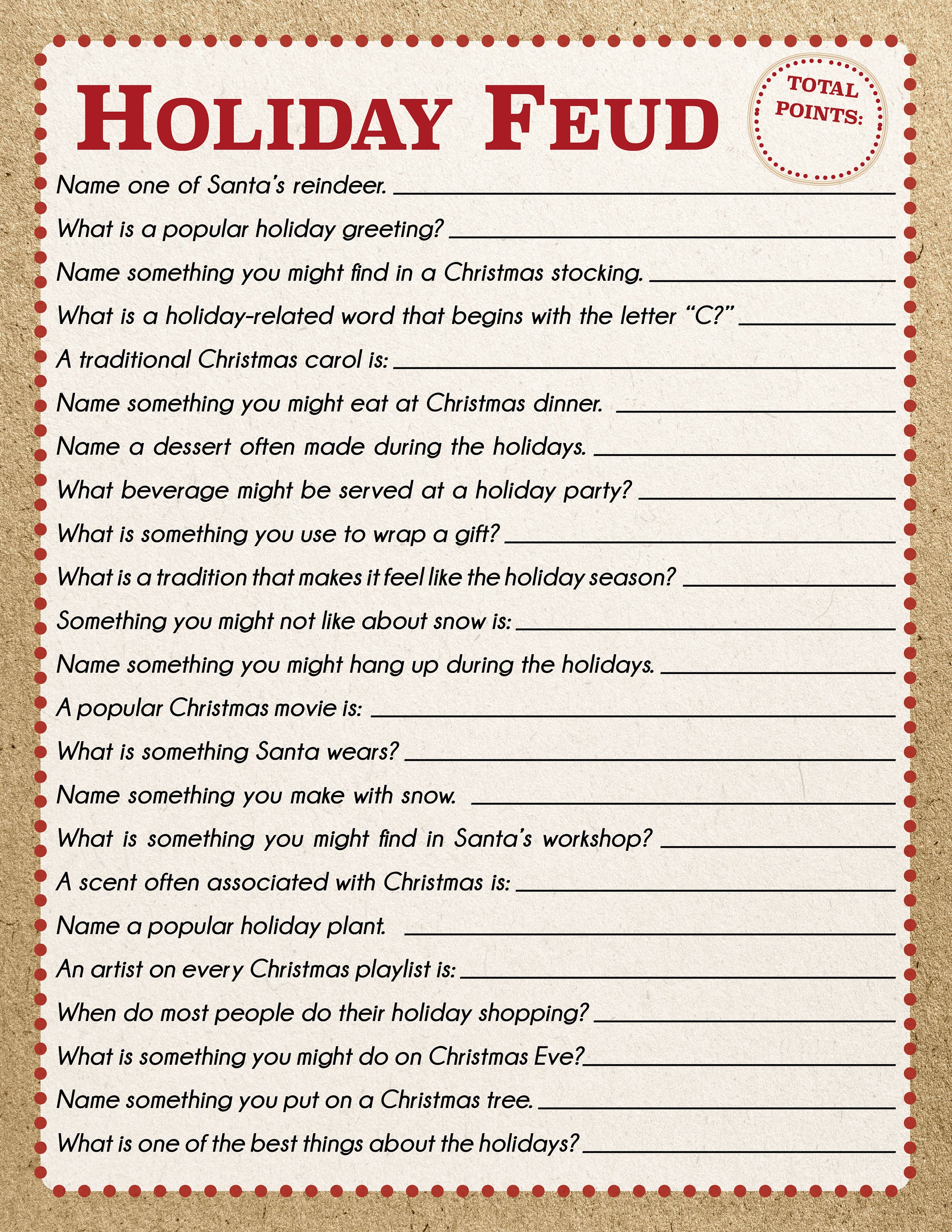 Holiday Family Feud Game Christmas Family Feud Game - Etsy Canada